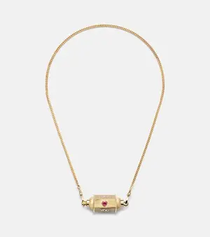 MARIE LICHTENBERG 18kt Locket Necklace With Diamond And Ruby - Gold