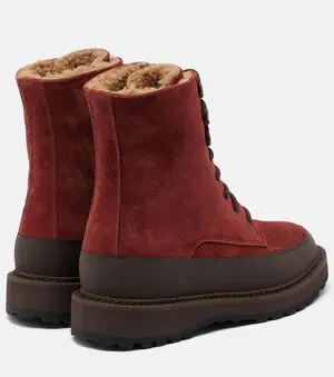 Le Monde Beryl Dolomite Shearling-lined Suede Combat Boots