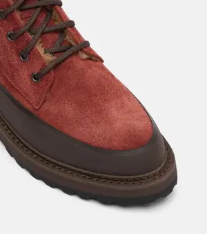 Le Monde Beryl Dolomite Shearling-lined Suede Combat Boots