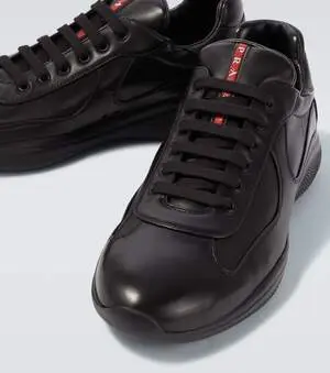 Prada America's Cup Leather Sneakers - Black