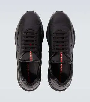 Prada America's Cup Leather Sneakers - Black