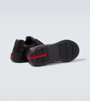 Prada America's Cup Leather Sneakers - Black