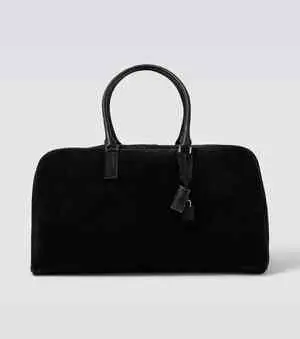 TOM FORD Leather-trimmed Suede Duffle Bag - Black
