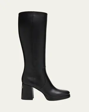 Valentino Garavani 90mm Fawcette Platform Leather Knee-high Boots
