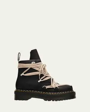 Rick Owens X Dr. Martens 1460 Quad Sole Mega Lace Leather Ankle Boots