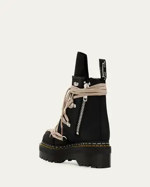 Rick Owens X Dr. Martens 1460 Quad Sole Mega Lace Leather Ankle Boots
