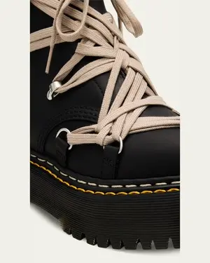 Rick Owens X Dr. Martens 1460 Quad Sole Mega Lace Leather Ankle Boots