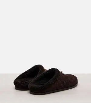 Gucci Gg Horsebit Suede Slippers