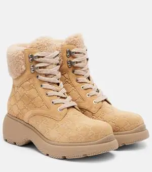 Gucci Yaga Gg Suede Combat Boots