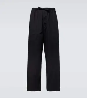 LEMAIRE Cotton Satin Pajama Pants - Black