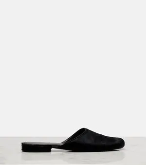 THE ROW Penelope Calf Hair Mules - Black