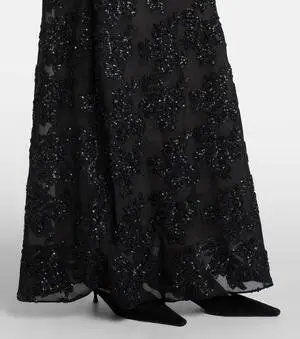 RODARTE Floral-appliqué Sequined Gown