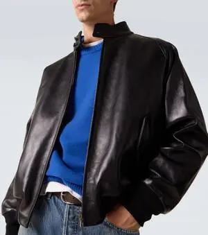 A.PRESSE Leather Bomber Jacket