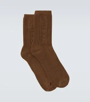Loewe Cotton-blend Crew Socks - Brown