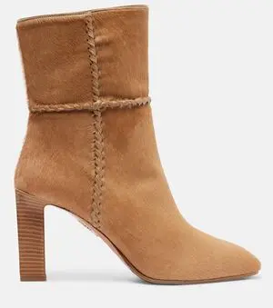 AQUAZZURA Indy 85 Calf Hair Ankle Boots - Beige
