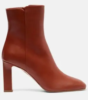 AQUAZZURA Sellier 85 Leather Ankle Boots - Brown