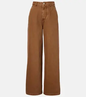 AMI Paris Cotton Twill Wide-leg Trousers - Brown