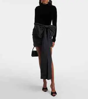 Amina Muaddi Alexa 95 Velvet Mules - Black