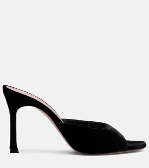 Amina Muaddi Alexa 95 Velvet Mules - Black
