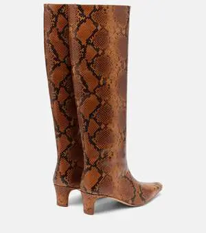 Staud Wally Snake-effect Leather Knee-high Boots