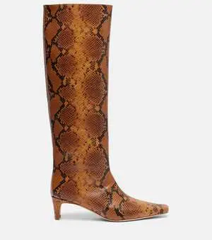Staud Wally Snake-effect Leather Knee-high Boots