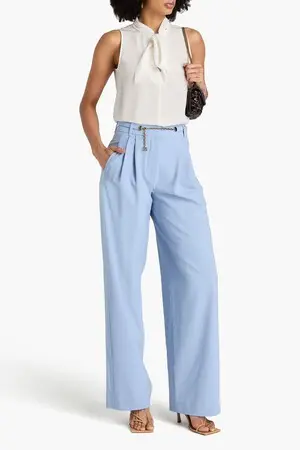Zimmermann Belted Pleated Wide-leg Crepe Pants