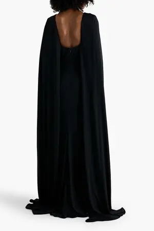Monique Lhuillier Cape-effect Crepe Gown - Black