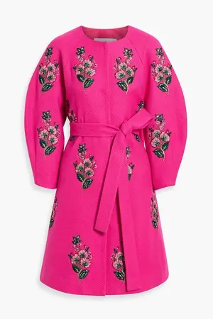 Carolina Herrera Embroidered Wool-gabardine Coat