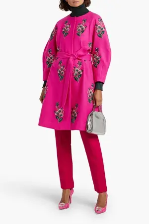 Carolina Herrera Embroidered Wool-gabardine Coat