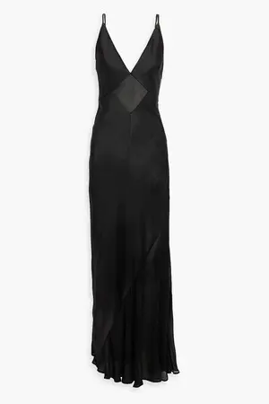 Rachel Gilbert Venus Chiffon-paneled Satin-crepe Gown