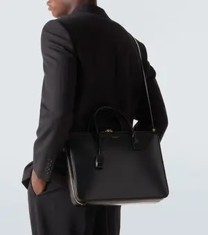 Saint Laurent Leather Briefcase - Black