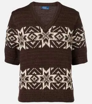 Polo Ralph Lauren Intarsia Cotton And Wool Sweater - Brown