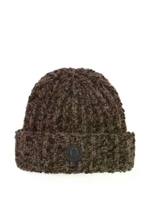 Moncler Ribbed Logo-patch Beanie - Brown