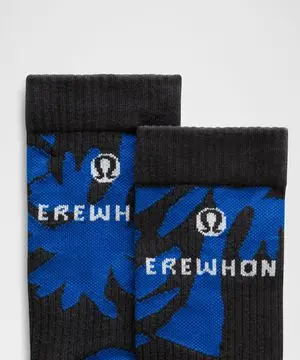 Lululemon Palm Jacquard Crew Socks - Black/symphony Blue