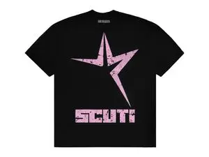 SP5DER X Uy Scuti Pink Star Tee Shirt - Black