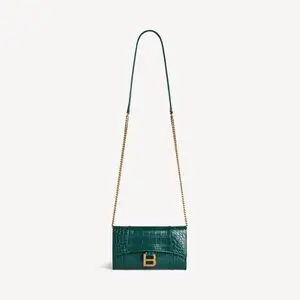 Balenciaga Hourglass Wallet On Chain - Green