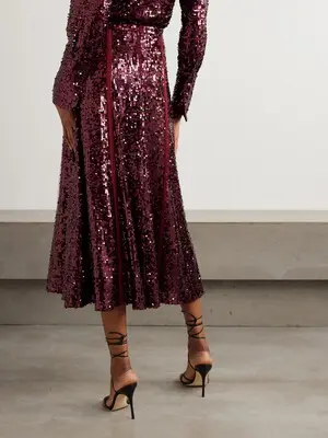 Erdem Crystal-embellished Sequined Shirt - Red