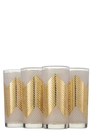 CULVER 22k Gilded Chevron Glass Set - Multi
