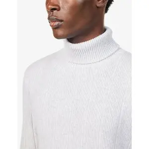Eleventy Roll-neck Ribbed Cashmere Jumper - Light Melange Gray