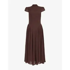 High Neck Cap Sleeve Midi Dresses