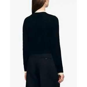 Sandro Pointelle-collar Wool Cardigan