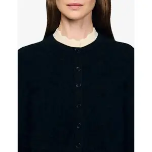 Sandro Pointelle-collar Wool Cardigan