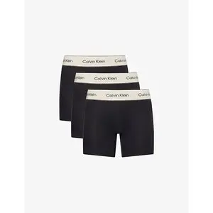 Calvin Klein Heritage Branded Pack Of Three Stretch-cotton Boxer Briefs - Black, Black, Black