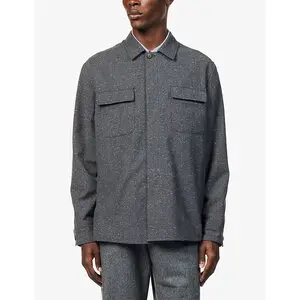 Eleventy Speckled-pattern Long-sleeve Wool-silk Blend Overshirt