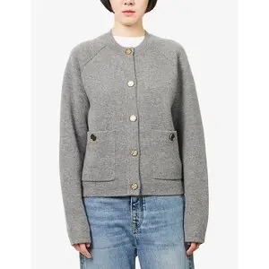 TOTEME Hammered Button Round-neck Wool-blend Cardigan