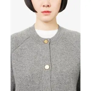 TOTEME Hammered Button Round-neck Wool-blend Cardigan