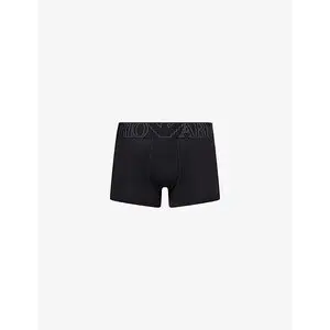 Emporio Armani Branded Mid-rise Stretch-cotton Trunks - Black