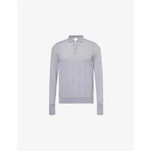 Eleventy Gauge Quarter-zip Wool Polo Top - Medium Gray Sand