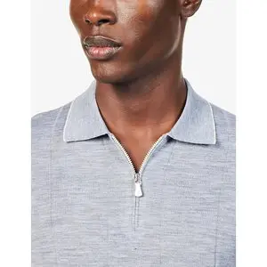 Eleventy Gauge Quarter-zip Wool Polo Top - Medium Gray Sand