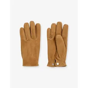 Sandro Stitch-detail Suede Gloves - Camel
